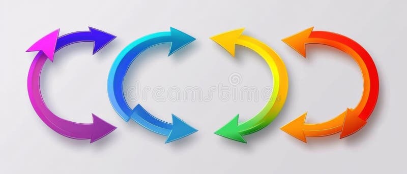 Set of Curved Multi-colored Arrows on a Gray Background. Stock ...