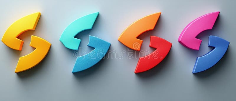 Set of Curved Multi-colored Arrows on a Gray Background. Stock ...