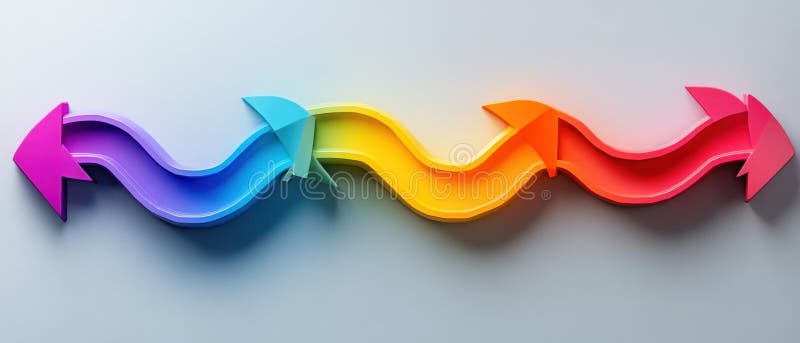 Set of Curved Multi-colored Arrows on a Gray Background. Stock ...