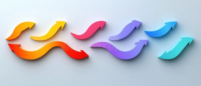Set of Curved Multi-colored Arrows on a Gray Background. Stock ...