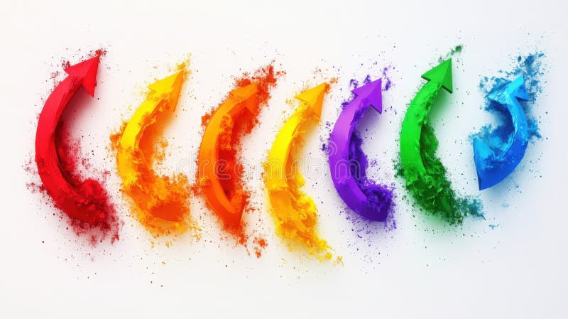 Set of Curved Multi-colored Arrows on a White Background Stock ...