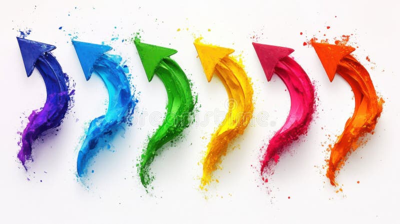 Set of Curved Multi-colored Arrows on a White Background Stock ...