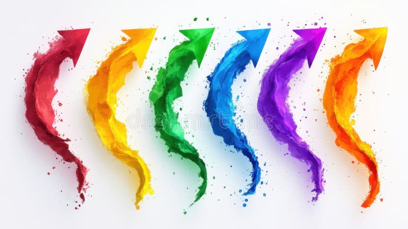 Set of Curved Multi-colored Arrows on a White Background Stock ...