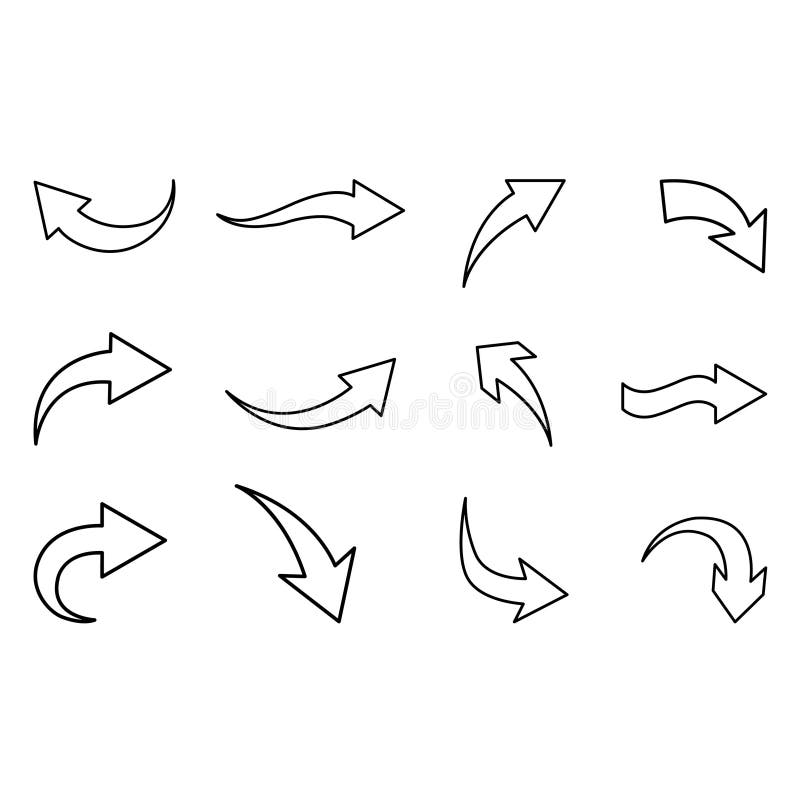 Set of Curved Vector Arrows. Stock Vector - Illustration of abstract ...