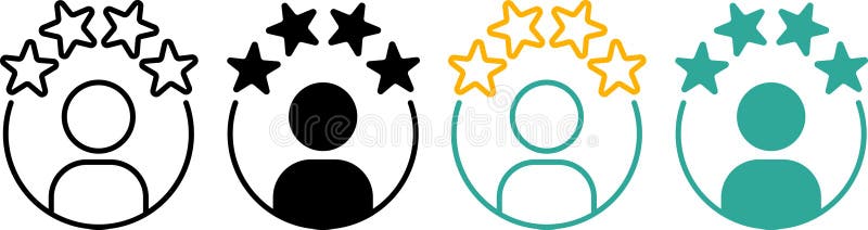 Set of Customer Experience Icons with Four Star Satisfaction Rating ...