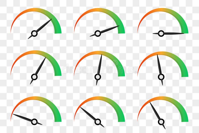 Set of Customer Satisfaction Meter. Speedometer Scale Collection Stock ...