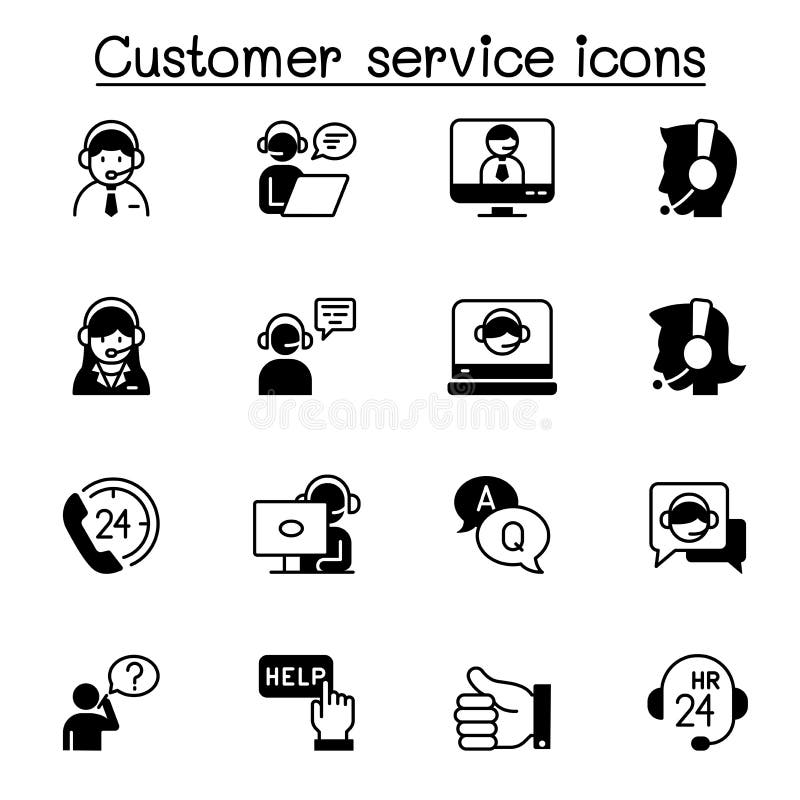 Customer Service and Support Icon Set Stock Vector - Illustration of ...