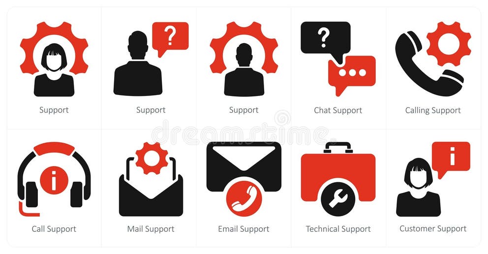 A Set of 10 Customer Support Icons As Support, Chat Support, Calling ...