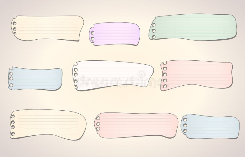 Set of Cut Cartoon Notebook, Note Paper Sheets Stock Vector ...