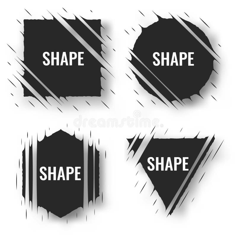 Set of Cut Geometric Shapes. Strokes Ripped Effect Stock Vector ...