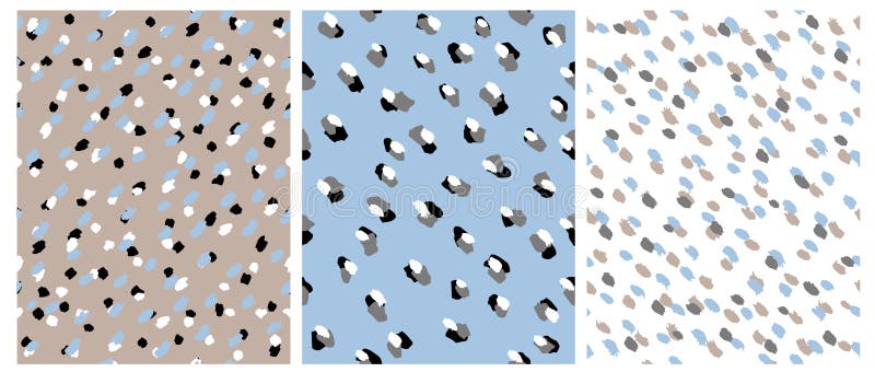 Set of 3 Cute Abstract Dots Vector Pattern. Abstract Wild Animal Skin ...