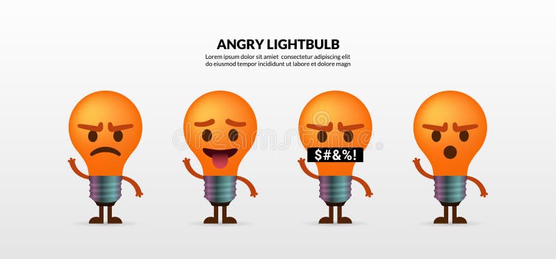 Angry Bulb Character Light Stock Illustrations – 130 Angry Bulb ...
