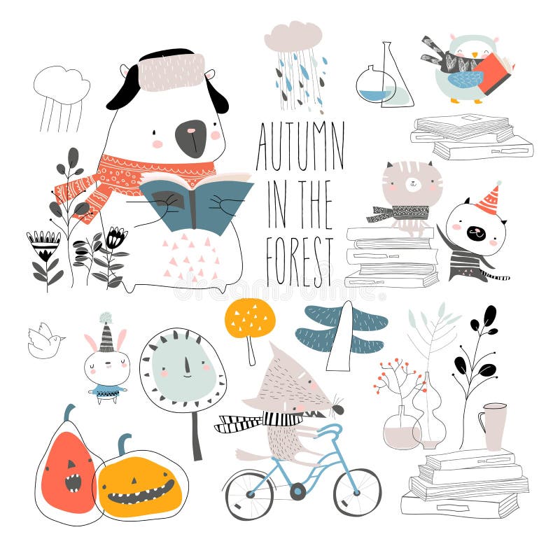Animals Autumn Reading Stock Illustrations – 65 Animals Autumn Reading ...