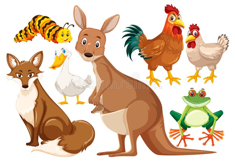 Set of Cute Animals Cartoon Character Stock Vector - Illustration of ...