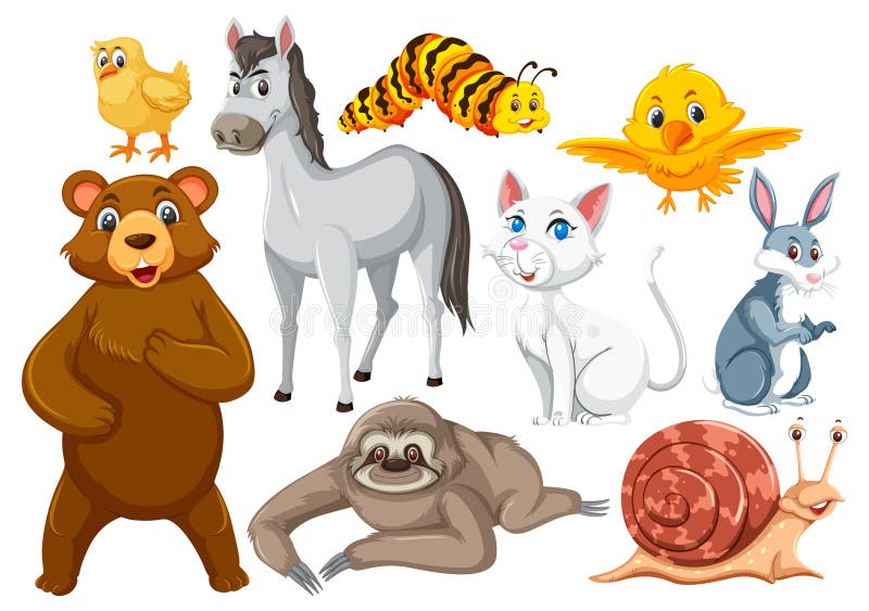 Set of Cute Animals Cartoon Character Stock Vector - Illustration of ...
