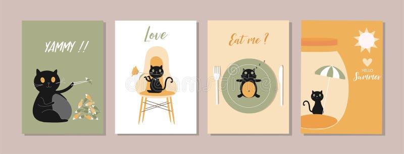 Set of Cute Animals Design .cat,poster,template, Cards,cats,Vector ...