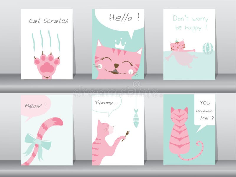 Set of Cute Animals Poster,template,cards,cats,Vector Illustrations ...