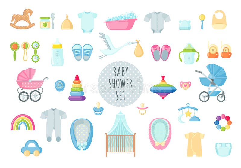 Set of Cute Baby Elements. Baby Shower Collection Stock Vector ...