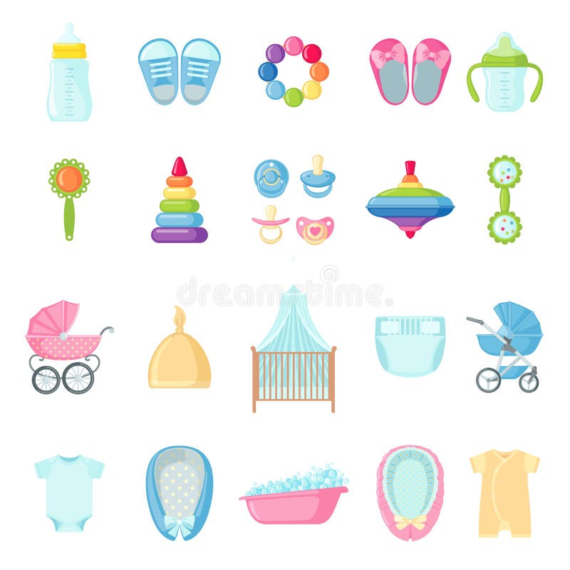 Set of Cute Baby Elements. Baby Shower Collection Stock Vector ...