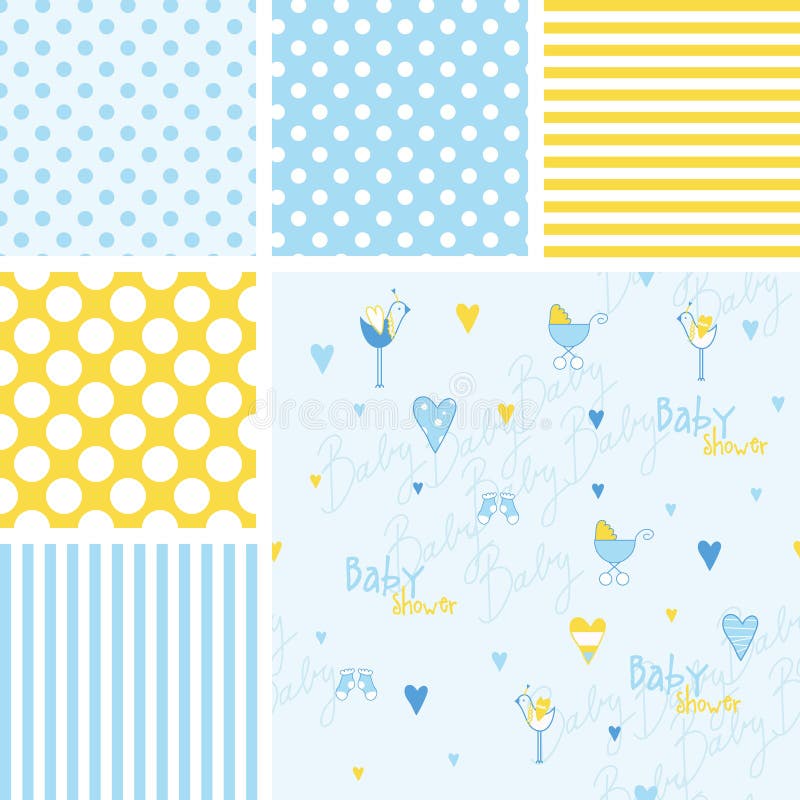 Set of Cute Baby Shower Seamless Patterns Stock Vector - Illustration ...