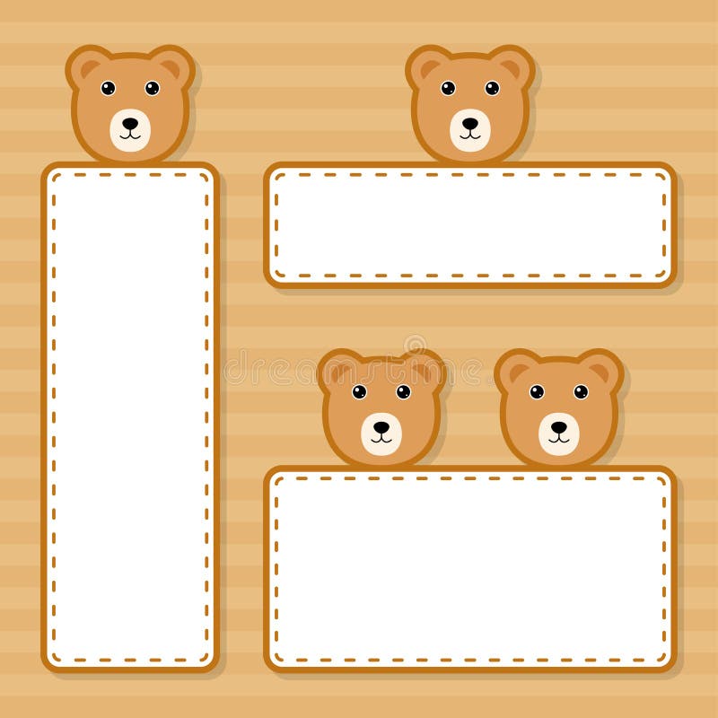Set of Cute Banner with Bear Stock Vector - Illustration of face, bear ...