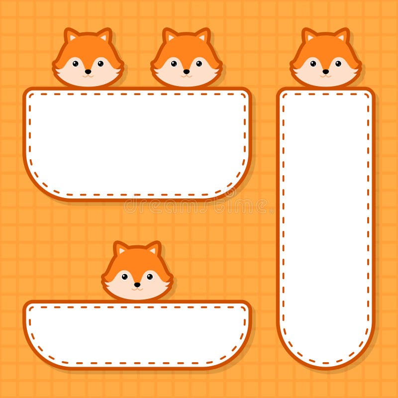 Set of Cute Banner with Fox Stock Vector - Illustration of flyer ...