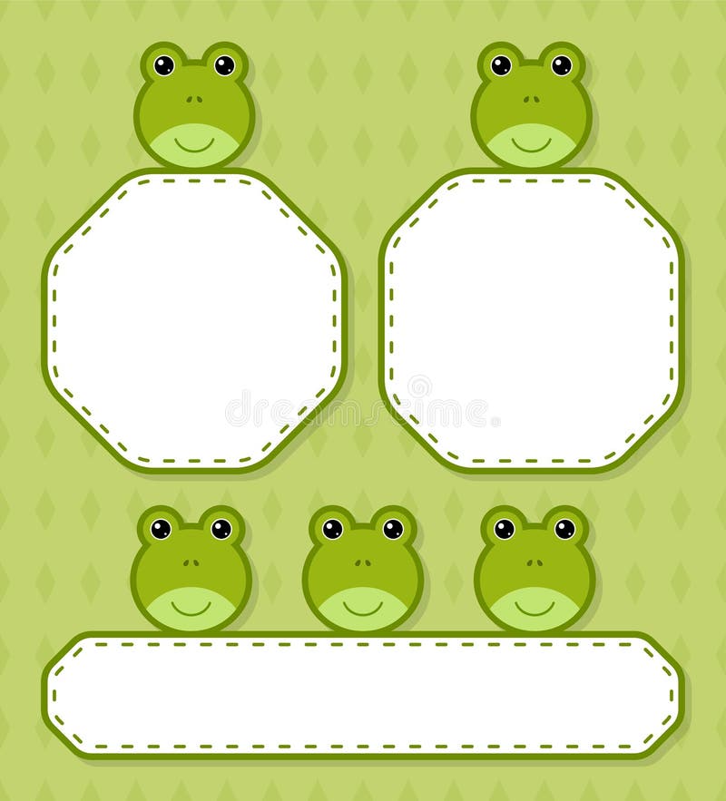 Set of Cute Banner with Frog Stock Vector - Illustration of frog ...