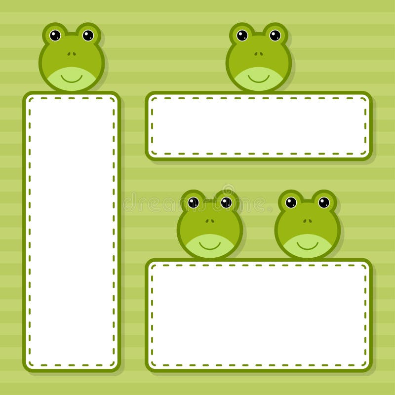 Frog with Square Frame for Banner, Poster, and Greeting Card Stock ...