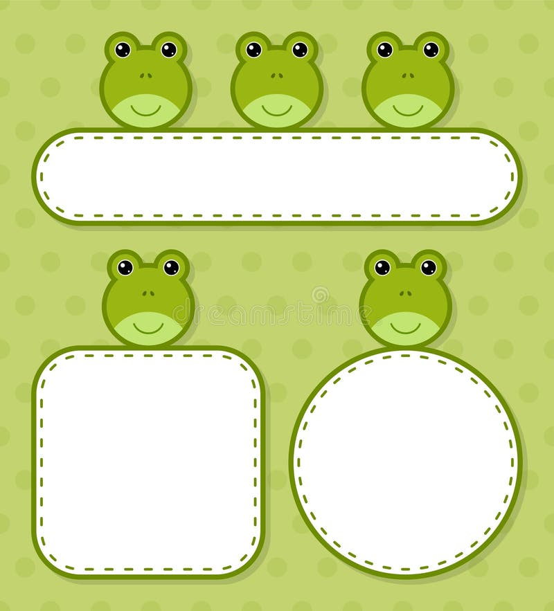 Frog with Square Frame for Banner, Poster, and Greeting Card Stock ...