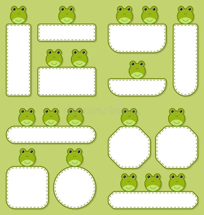 Set of Cute Banner with Frog Stock Vector - Illustration of flat, funny ...