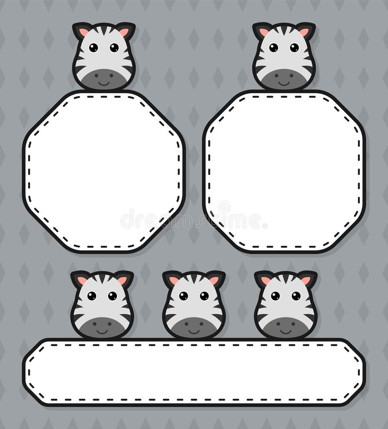 Zebra with Round Frame for Banner, Poster, and Greeting Card Stock ...