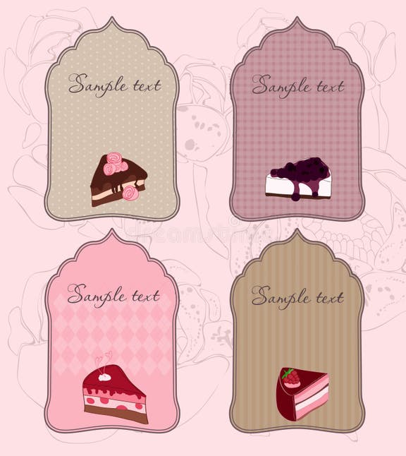 Set of Cute Cake Tags for Design Stock Vector - Illustration of layout ...