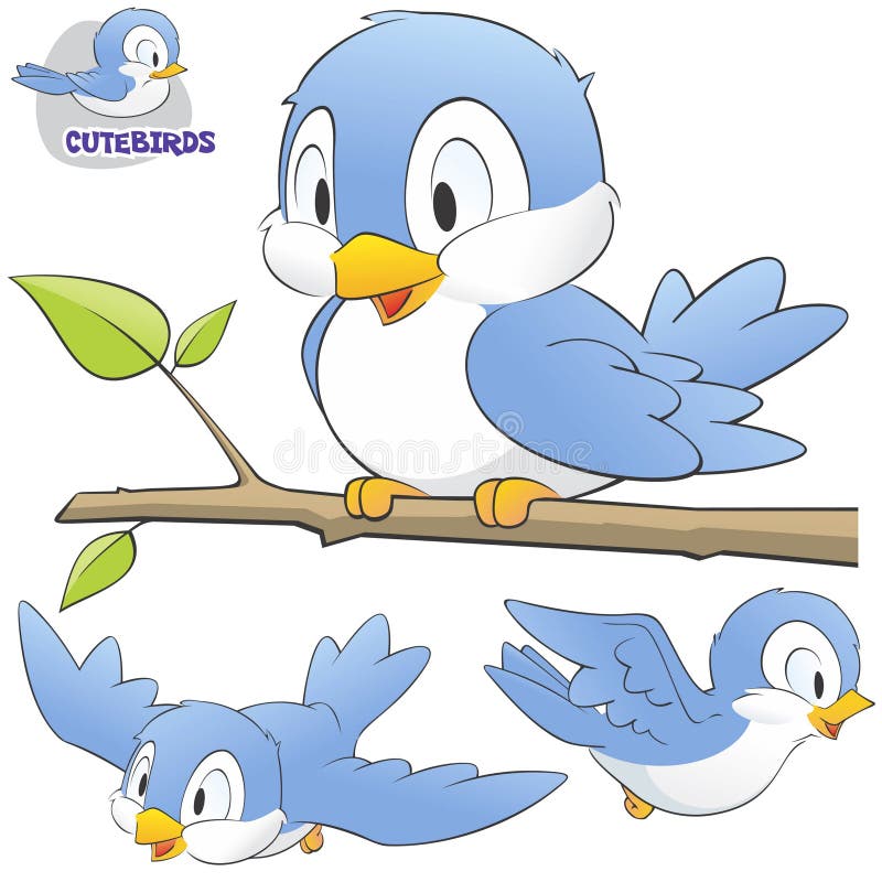 Set of cute cartoon birds stock vector. Illustration of isolated - 35750318