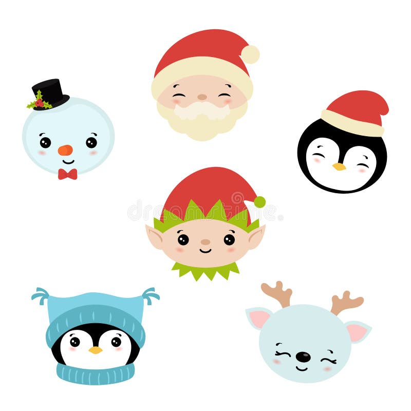 Set of Christmas Characters Stock Vector - Illustration of cold, flat ...