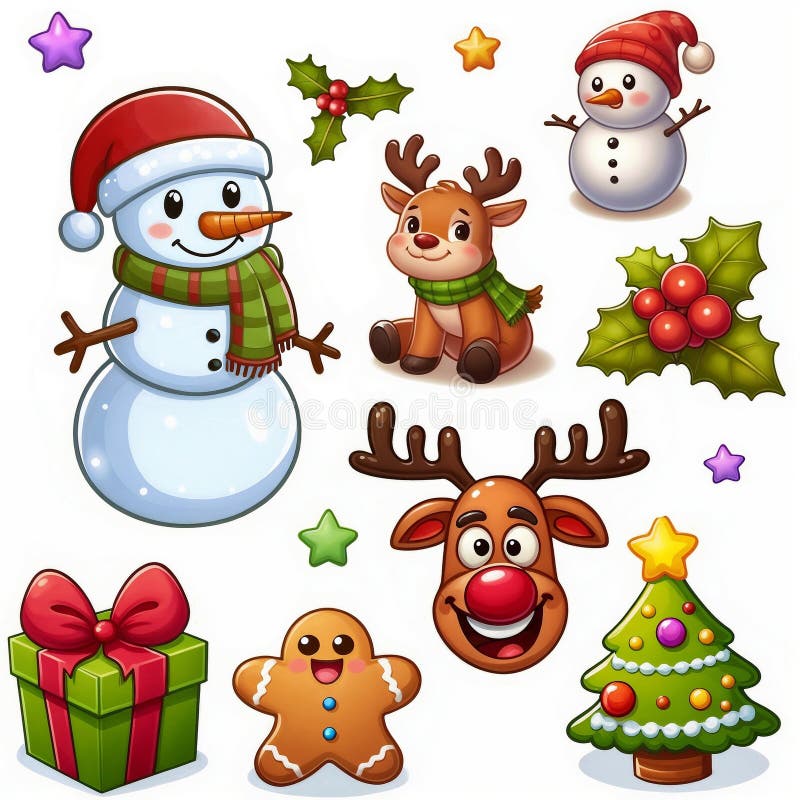 Cute Cartoon Set with Fishes on White Background. AI Stock Illustration - Illustration of white ...