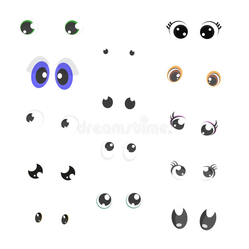 Set of Cute Cartoon Eyes for Characters Stock Vector - Illustration of ...