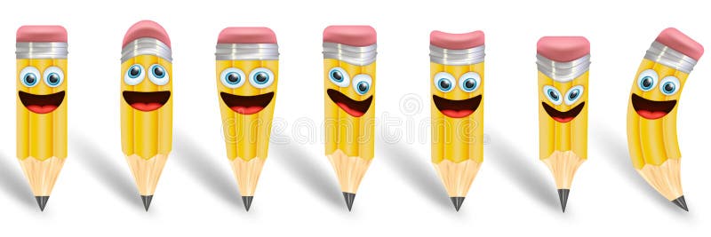 Cartoon Clever Pencil Character Set Stock Illustrations – 181 Cartoon ...