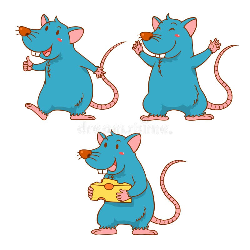 Cartoon Rats in Different Poses. Stock Vector - Illustration of ...