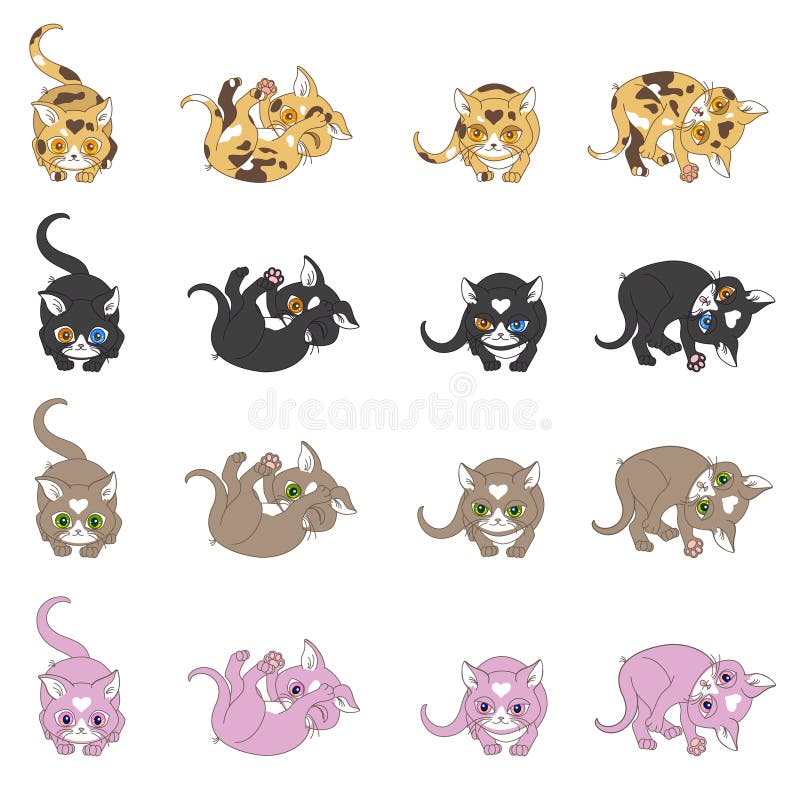 Set cute cats stock vector. Illustration of graphic - 272166510