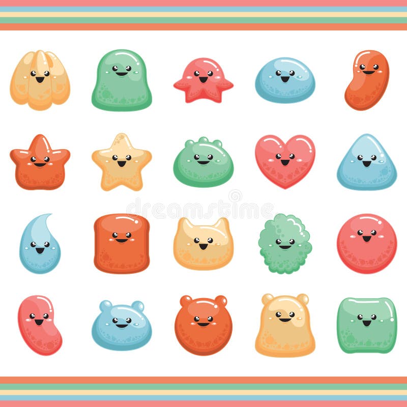 Set of Cute Character Designs. Vector Illustration Decorative Design ...