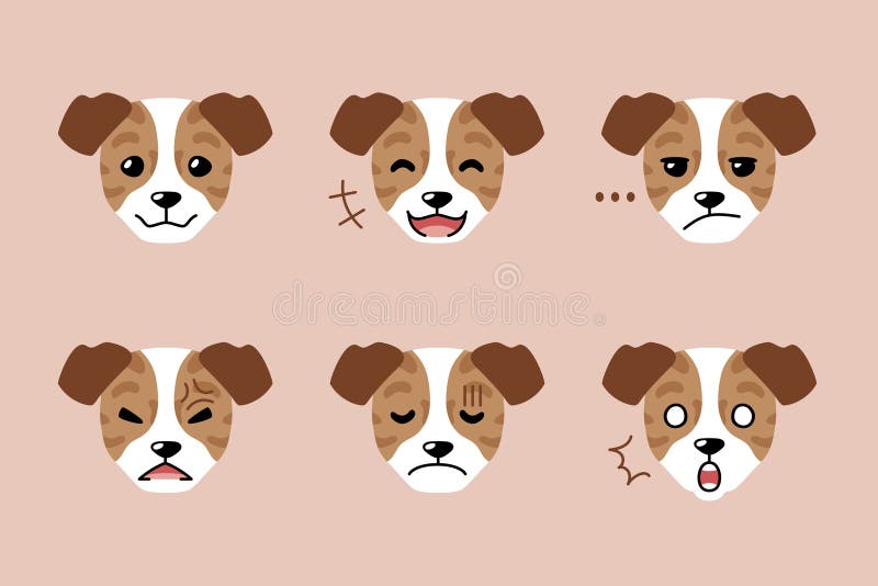 Set of Cute Character Dog Faces Showing Different Emotions Stock Vector ...
