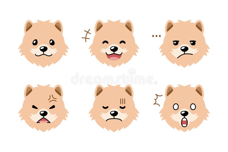 Set of Cute Character Cute Dog Faces Showing Different Emotions Stock ...