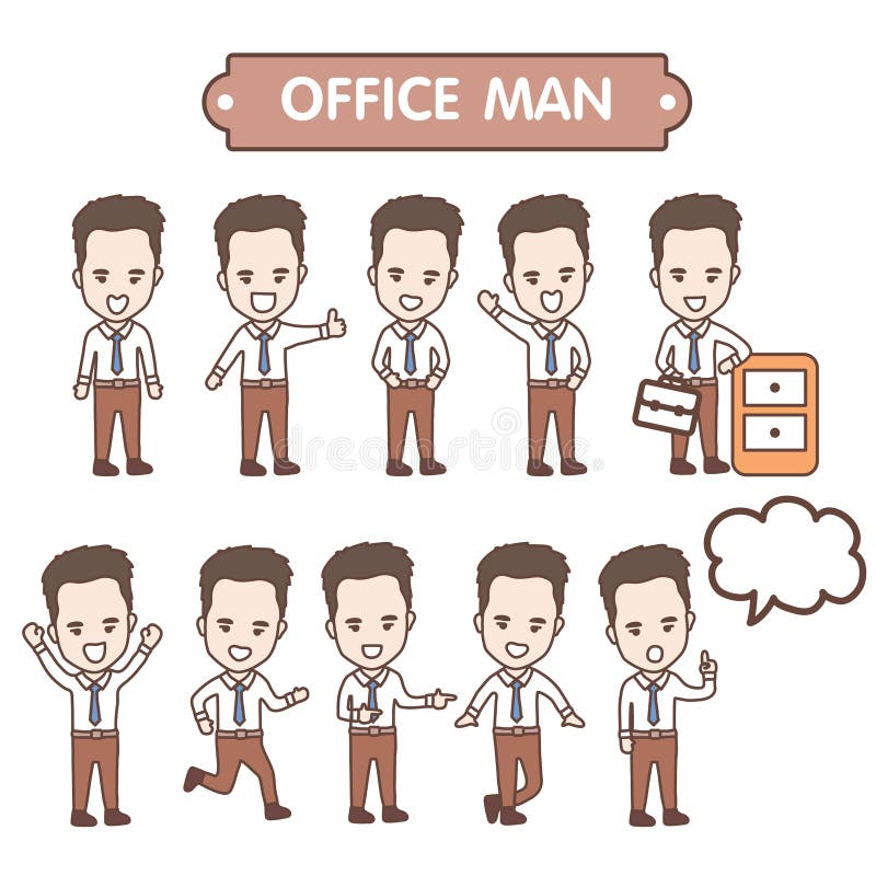Set of Cute Characters Businessman and Office Worker Stock Vector ...