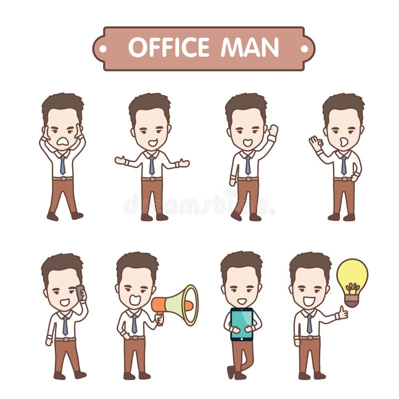 Set of Cute Characters Businessman and Office Worker Stock Vector ...