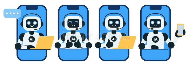 Set of Cute Chat Bot Robot with Yellow Laptop Illustrations Stock ... Set of Cute Chat Bot Robot with Yellow Laptop Illustrations Stock ...