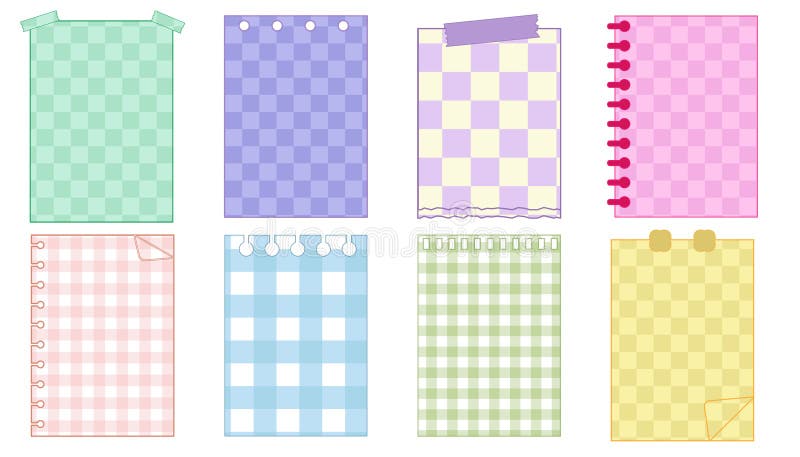 Set of the Cute Checkered Notepad, Memo, Planner, Sticky Note, Reminder ...