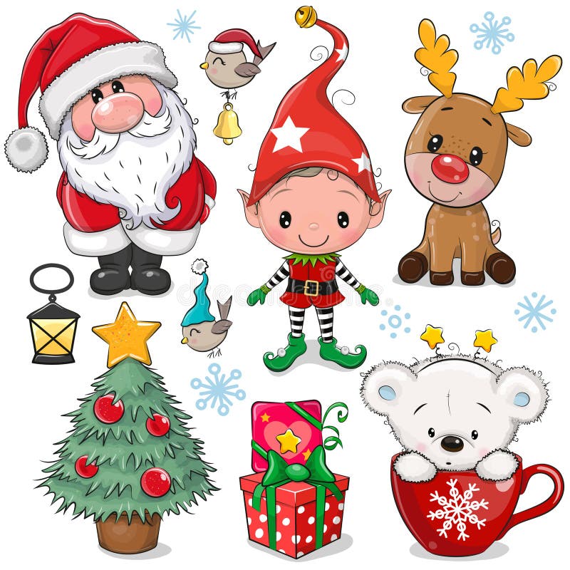 Set of Cute Christmas Design Element Stock Vector - Illustration of ...