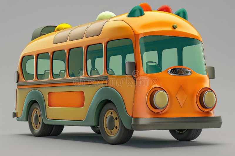 Set of Cute City Bus. 3D Cartoon Animation Style Stock Illustration ...