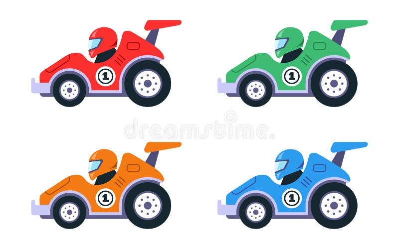 Set of Cute Colored Racing Cars. Stock Vector - Illustration of drive ...