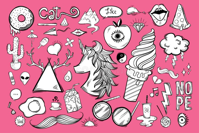 Set of Cute and Cool Icons Illustration Stock Illustration ...